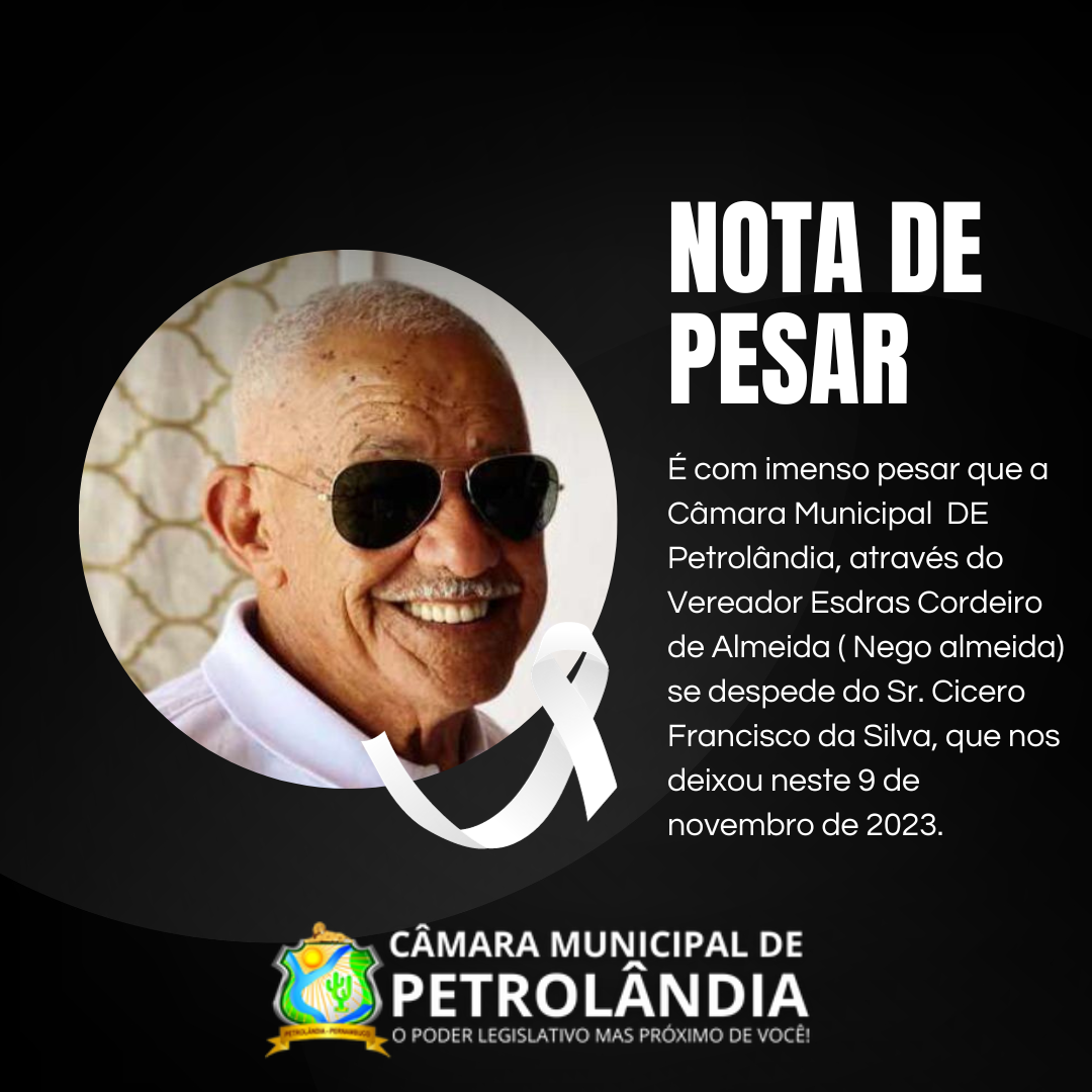 Nota de Pesar pelo falecimento da Sr. Cicero Francisco da Silva
